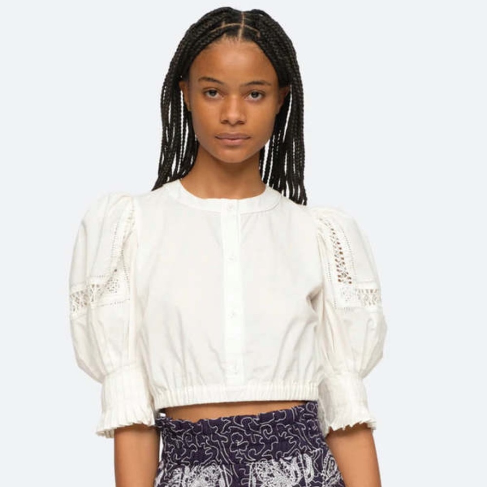 Sea New York Puff Sleeve Thora Thread Pull Button Dow… - Gem